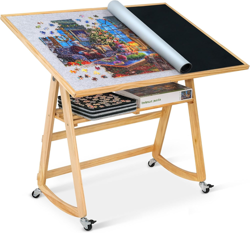 1500 Piece Tilting Puzzle Table with Legs & Cover Mat, Adjustable ...