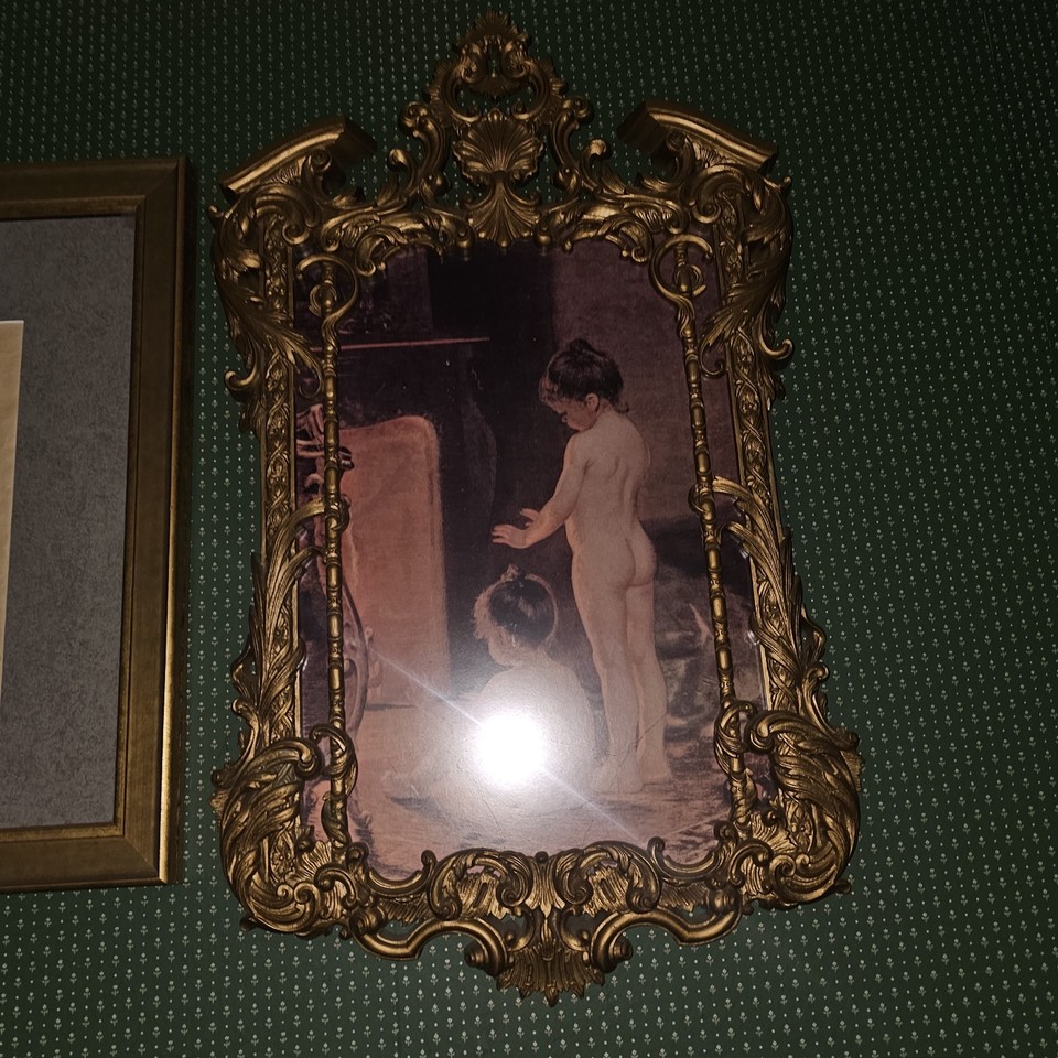 Vintage Large Burwood Ornate Goldtone Plastic Frame w/ antique (Litho ...