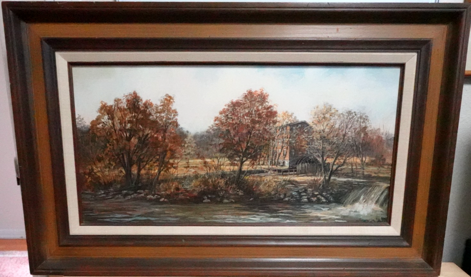 RICHARD K. COLLOPY LARGE ORIGINAL OIL ON BOARD WATERMILL LANDSCAPE ...