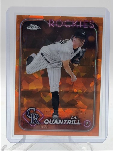 CAL QUANTRILL 2024 TOPPS CHROME SAPPHIRE ORANGE ROCKIES #638 /25 Q3751 ...