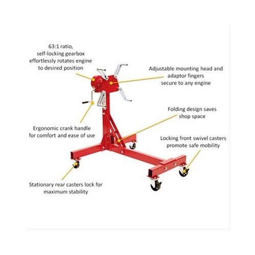 Summit Engine Stand 908300GA H-Shape 1,000 lbs. Capacity 360 Deg Head ...