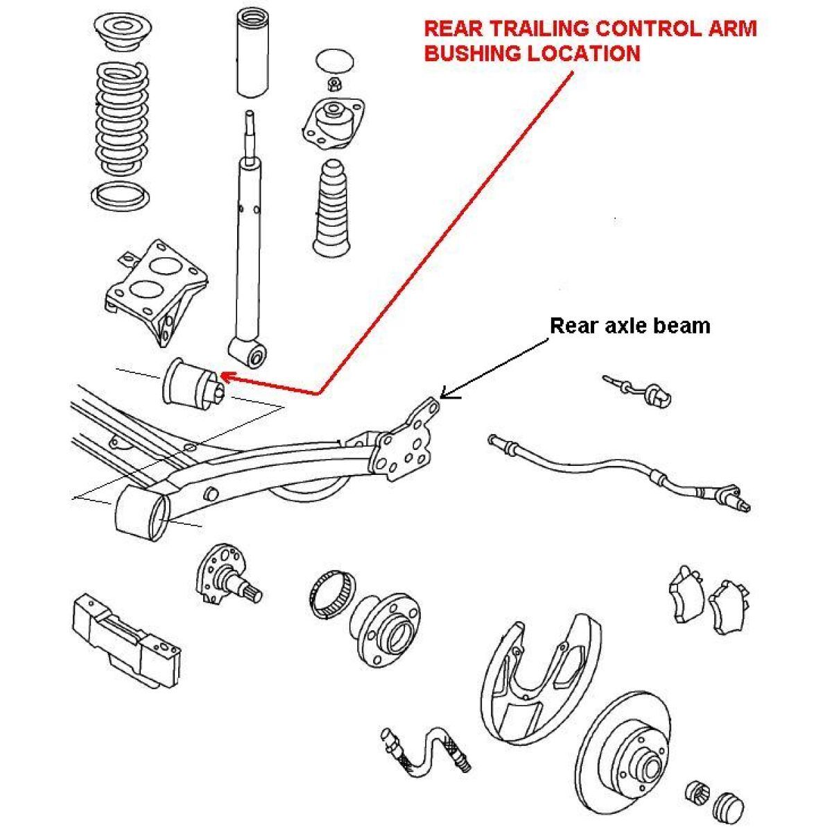 Rear Axle Trailing Arm Bushing Set PAIR 1J0501541C for VW Beetle Golf ...