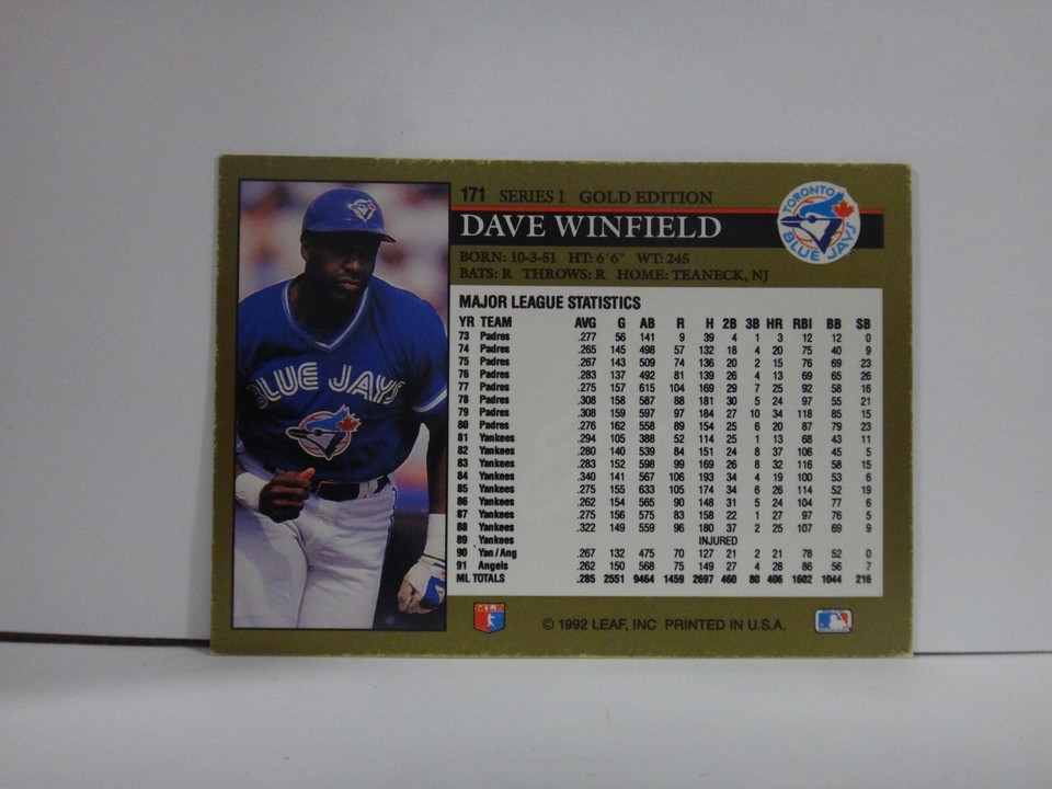 1992 Leaf Gold Dave Winfield #171 HOF | eBay