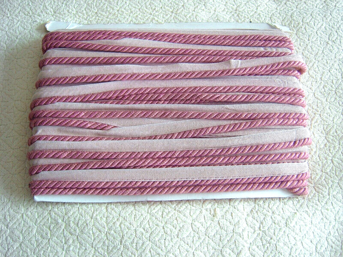 PINK CORDED TRIM ON TAPE - FOR UPHOLSTERY - 2 cm WIDE x LENGTH 2710 ...