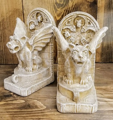 Winged Gargoyle Protector Bookend Mythical Gothic Art Pair | eBay UK