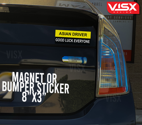 Warning Caution Asian Driver Bumper Sticker MAGNET or Bumper Sticker ...