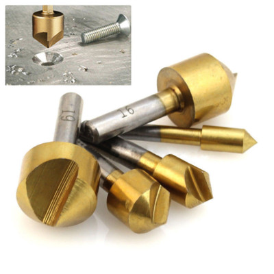 5Pcs 5 Flute Countersink Drill Bit Set 90° Counter 6-19mm Sink Chamfer ...