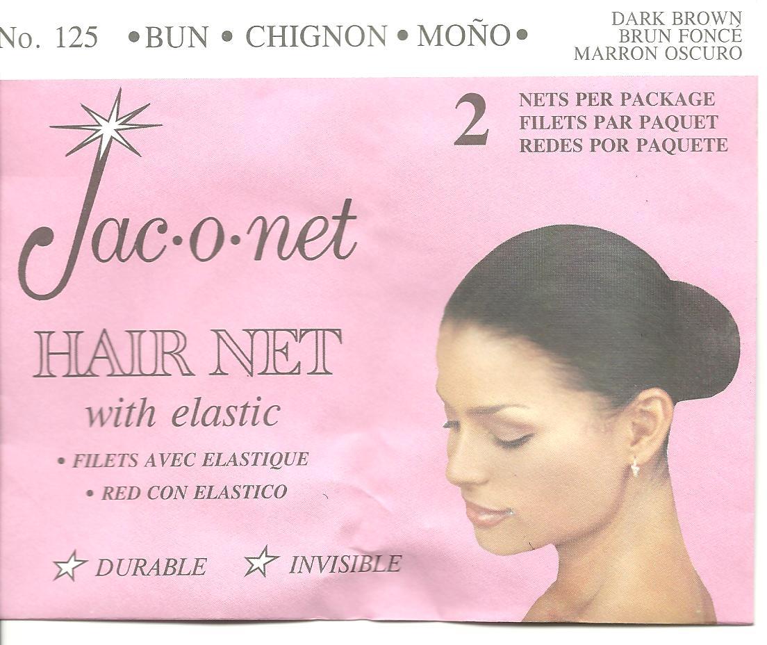 Jac O Net 125 invisible Chignon Bun hair net elasticized band 2pcs dark ...