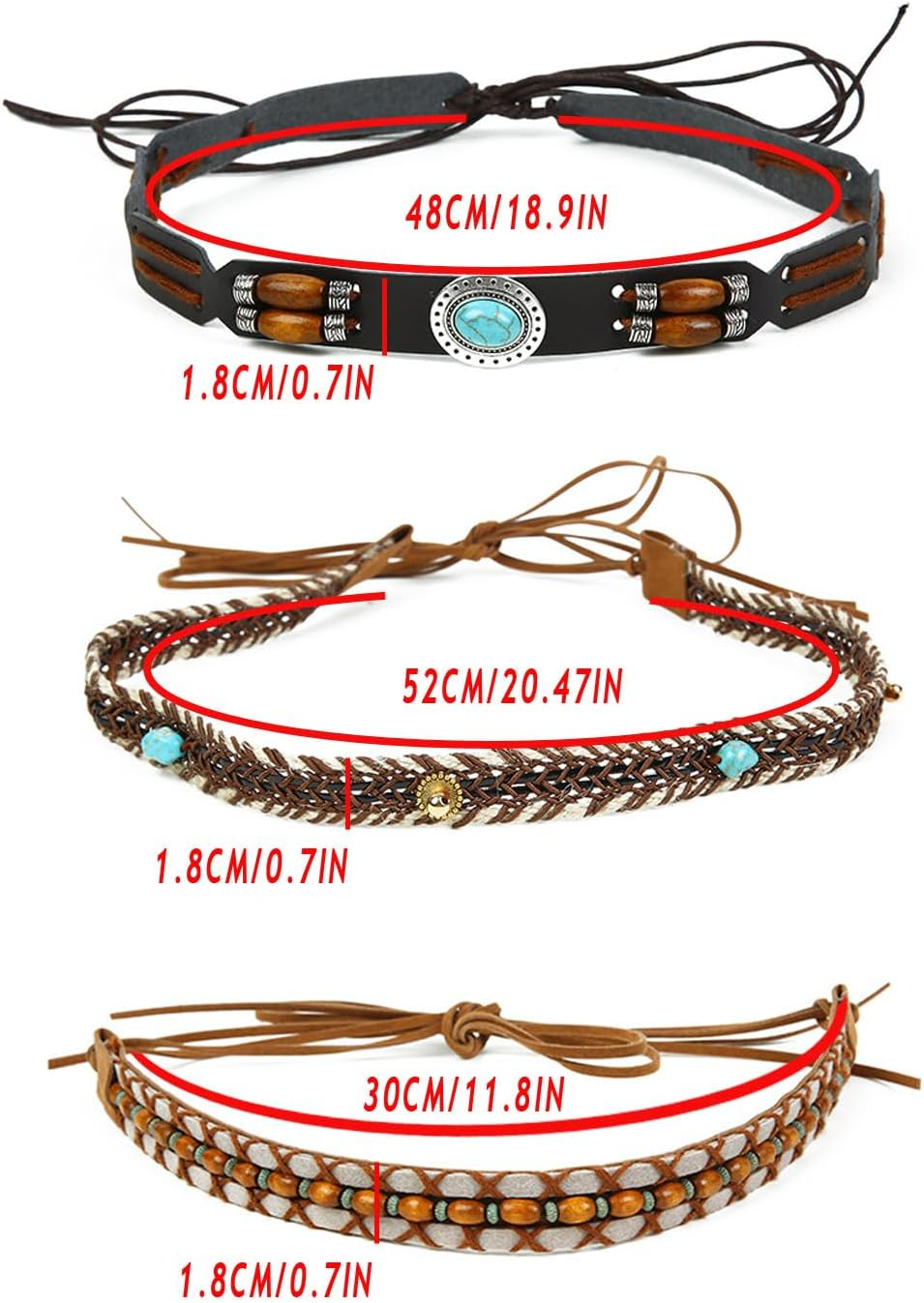 AWOCAN Cowboy Hat Band Replacement Ethnic Western Hat Belts Adjustable ...