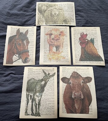 Farm Animal Themed Dictionary Prints Set of 6 | eBay