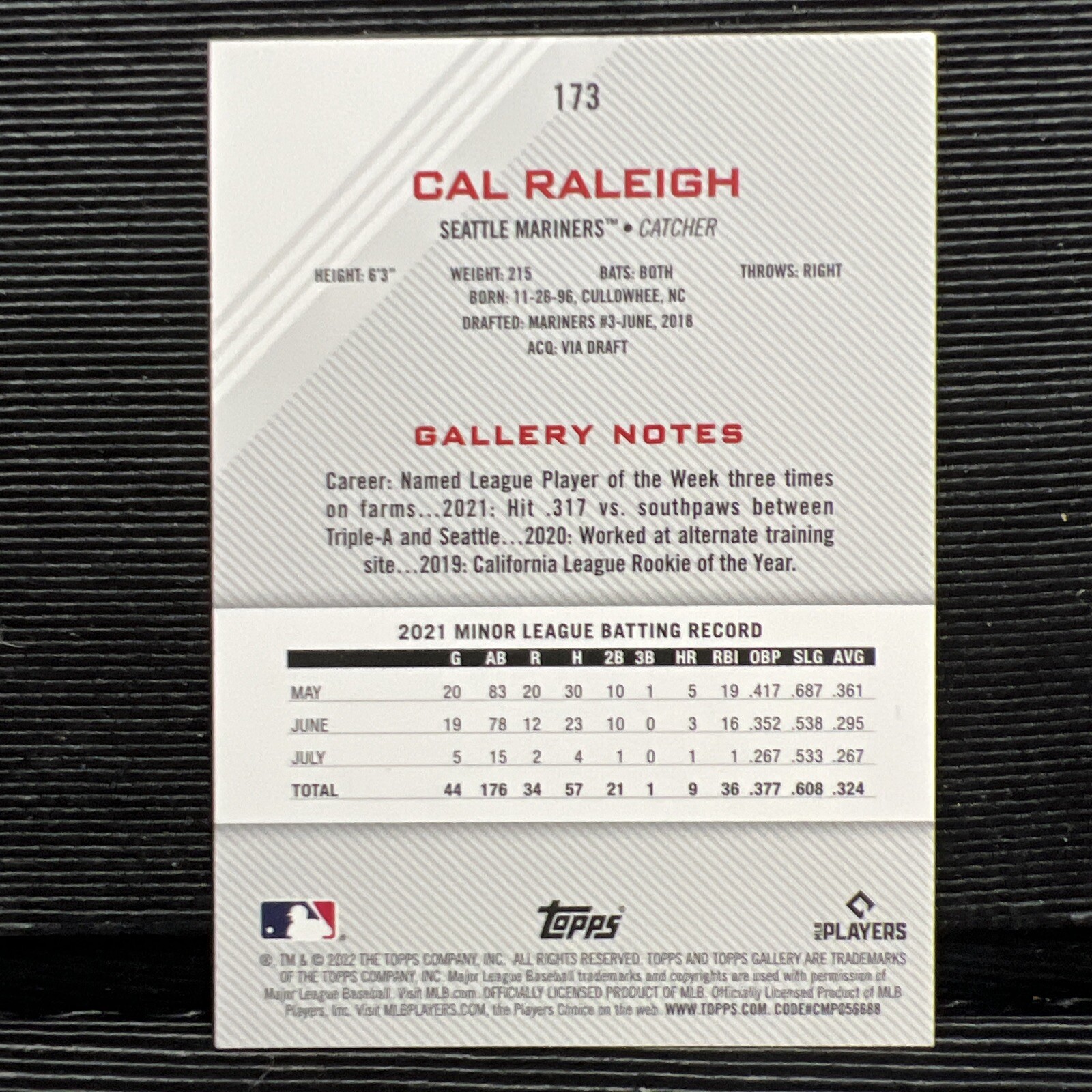 2022 Topps Gallery CAL RALEIGH Silver Rainbow Holo Foil Parallel ...