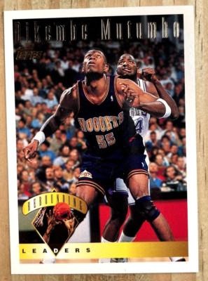 1995-96 TOPPS DIKEMBE MUTUMBO BLOCKS LEADERS CARD#12 NUGGETS HAWKS ...