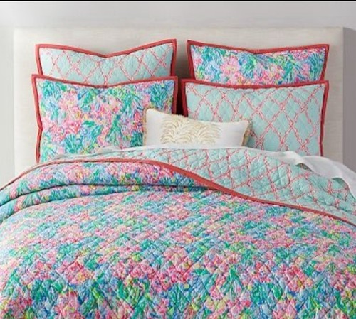 POTTERY BARN Lilly Pulitzer FAN SEA PANTS Full/ Queen Quilt Comforter ...