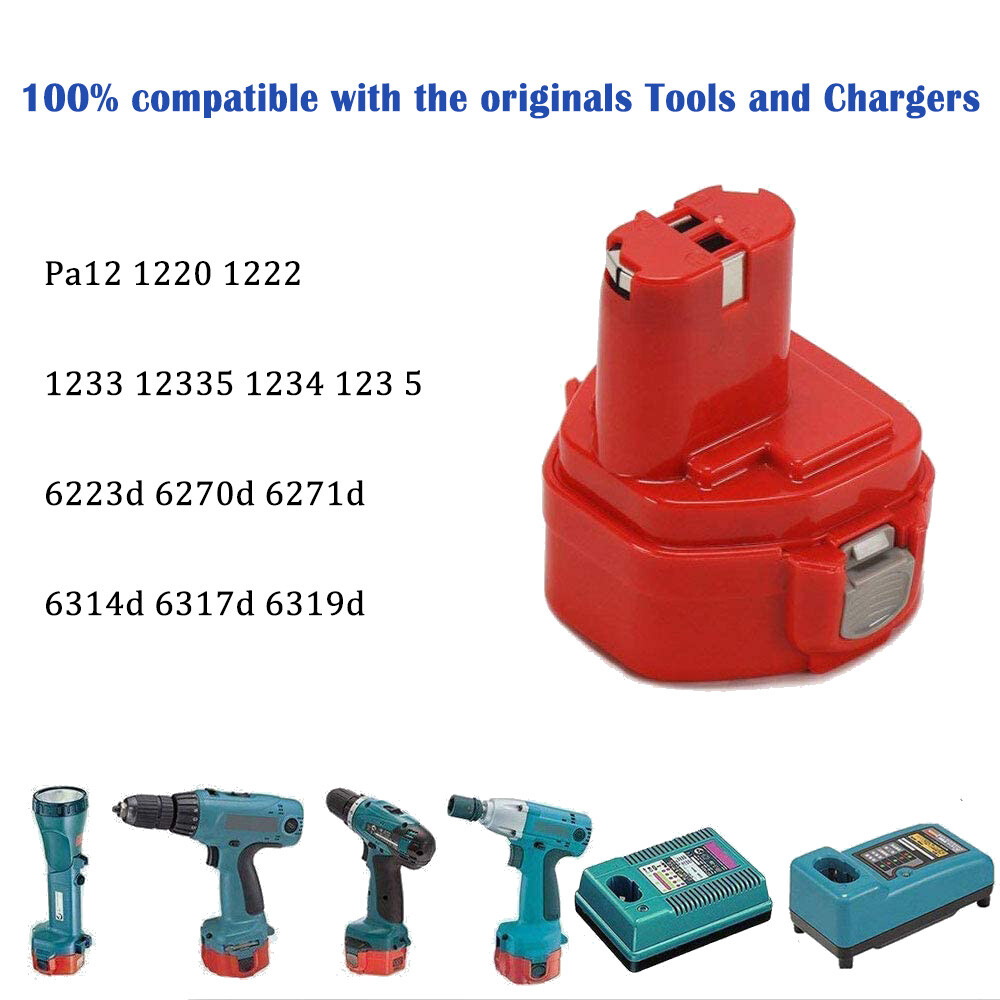 1-2X 5000mAh 12V Battery for Makita PA12 Battery 1220 1200 1222 1233 ...