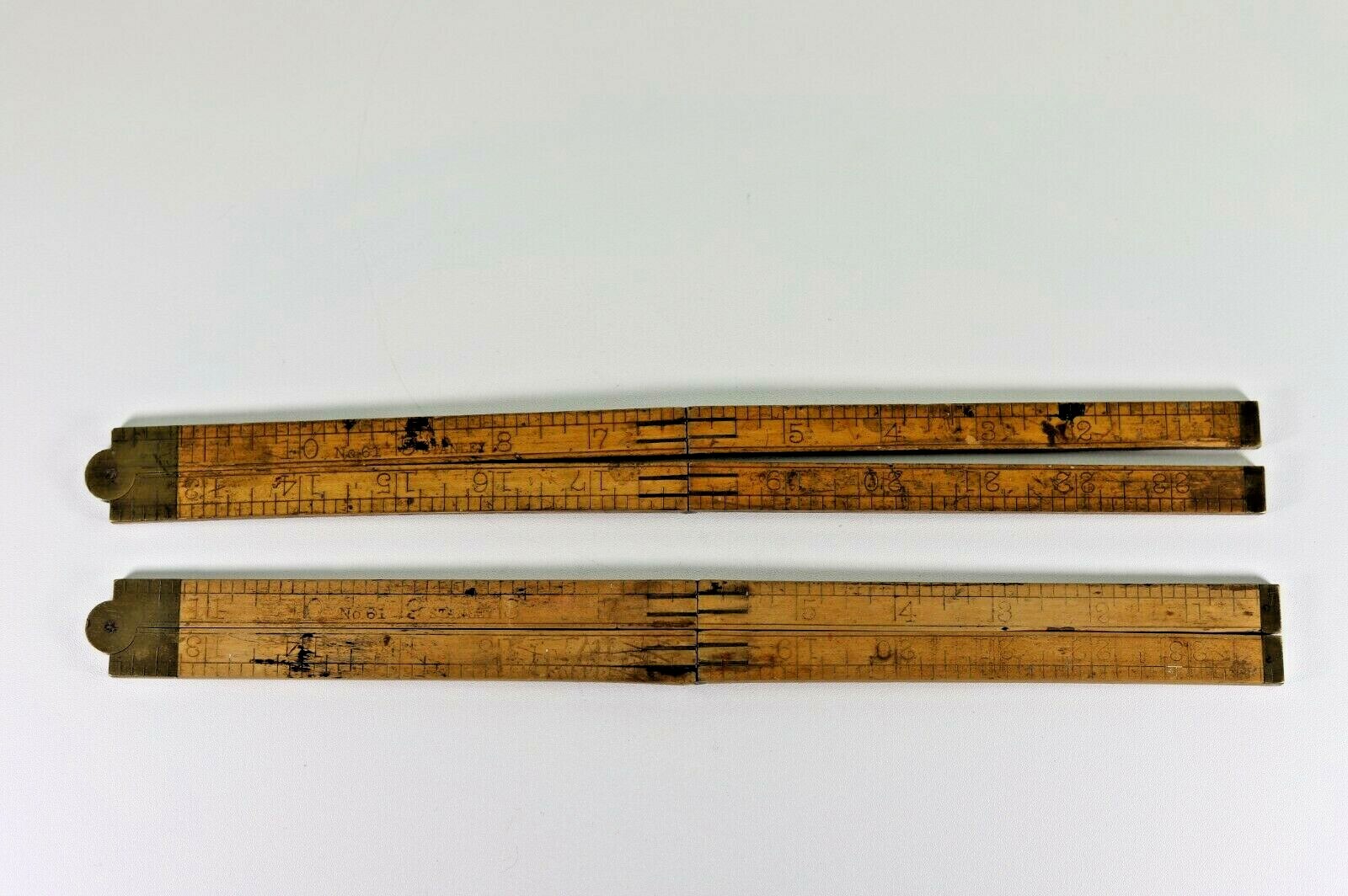 Two Antique Stanley No. 61 Folding Boxwood Rulers, New Britton ...