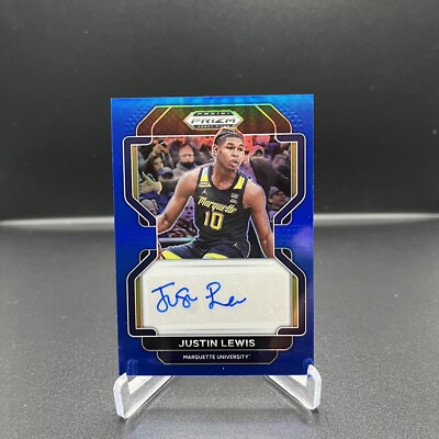 2022 Panini Prizm Draft Basketball Justin Lewis Blue Prizm Rookie Auto ...