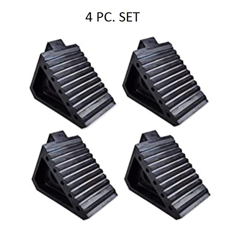 Heavy Duty Rubber Wheel Chocks Set of 4 Solid Rubber Wheel Chocks RV ...