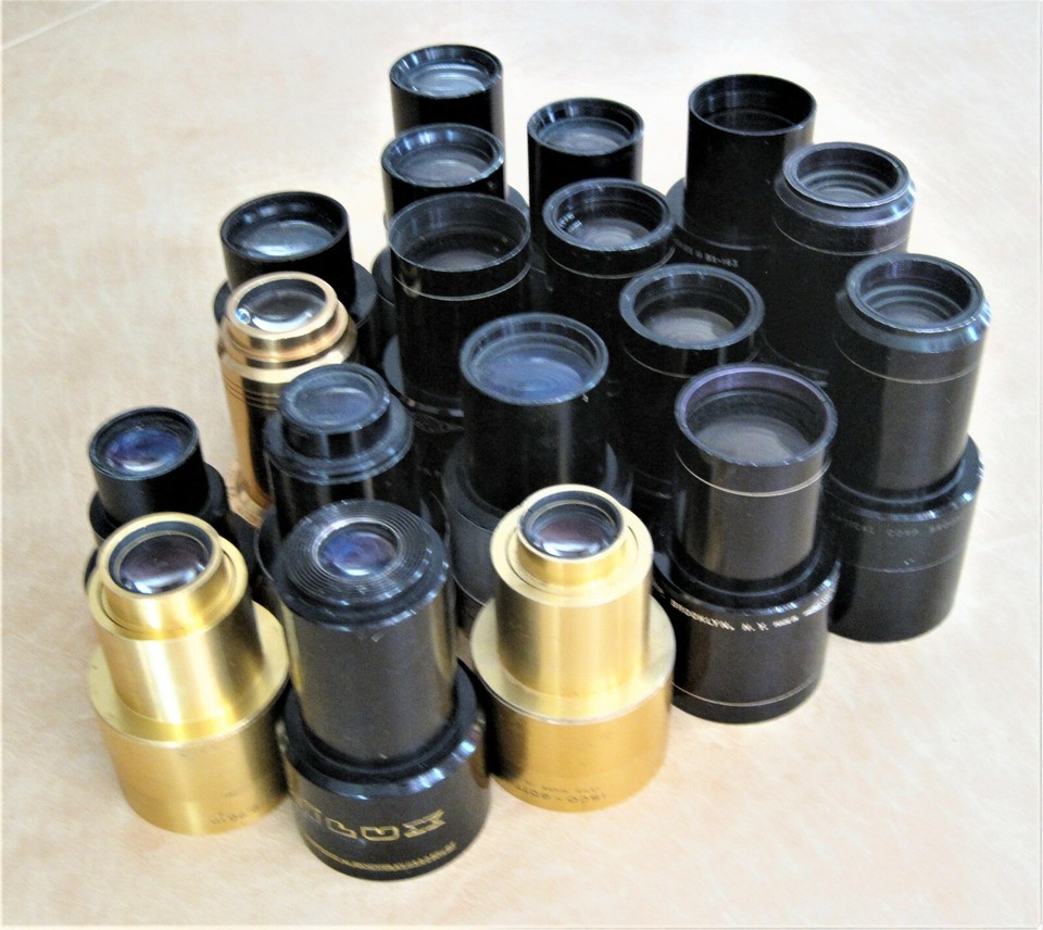 VARIOUS MAKES AND SIZE 35MM PROFESSIONAL THEATRE PROJECTION LENSES ...