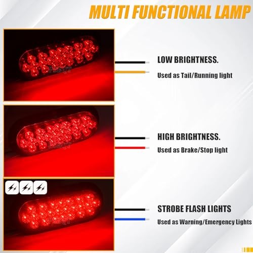 6'' Strobe Flash+High/Low Lights 3 Function Red LED Red (Surface ...
