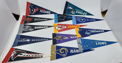 NFL Football Teams Mini Pennants 4"x9" Teams Flag Banners Lot Of 13 | eBay
