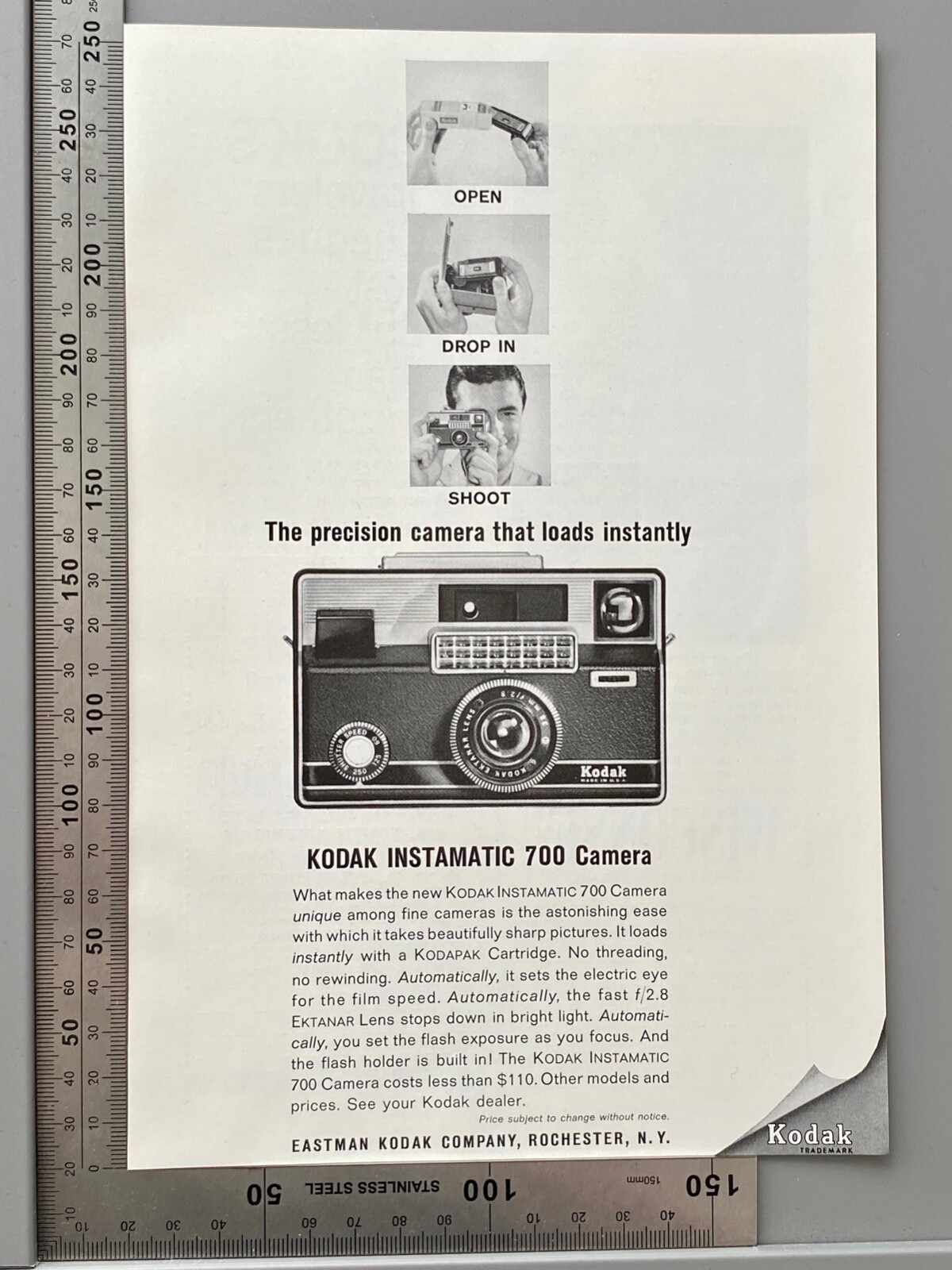 Kodak Instamatic 700 Camera Kamera Original 1964 Vintage Advert Werbung ...