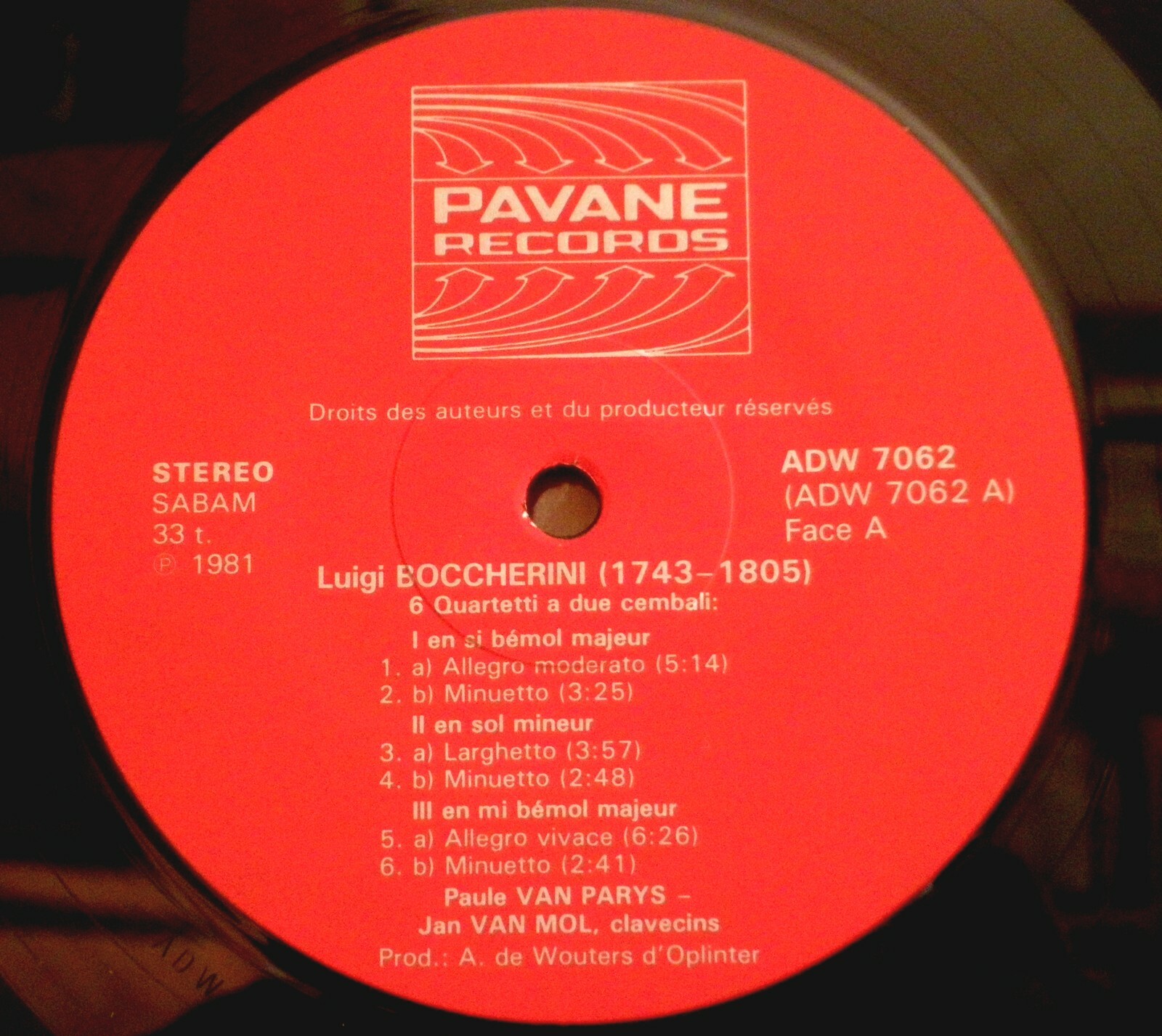 Boccherini Quartetti due cembali Paule Van Parys Jan van Mol LP NM CV EX Cleaned | eBay