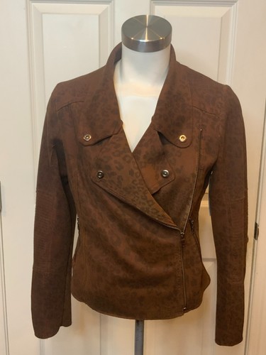 Marrakech Dark Brown Leopard Print Asymmetrical Zip-Up Moto Jacket ...