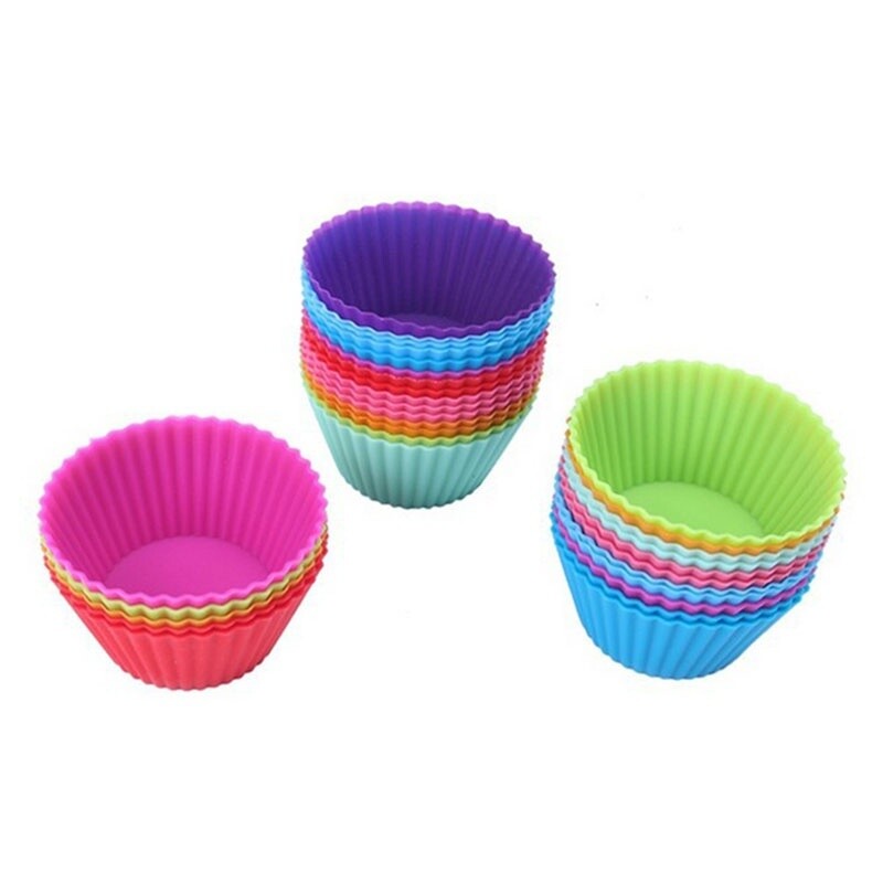 12x Silicone Cup Round DIY Cake Muffin Chocolate Cupcake Case Baking ...
