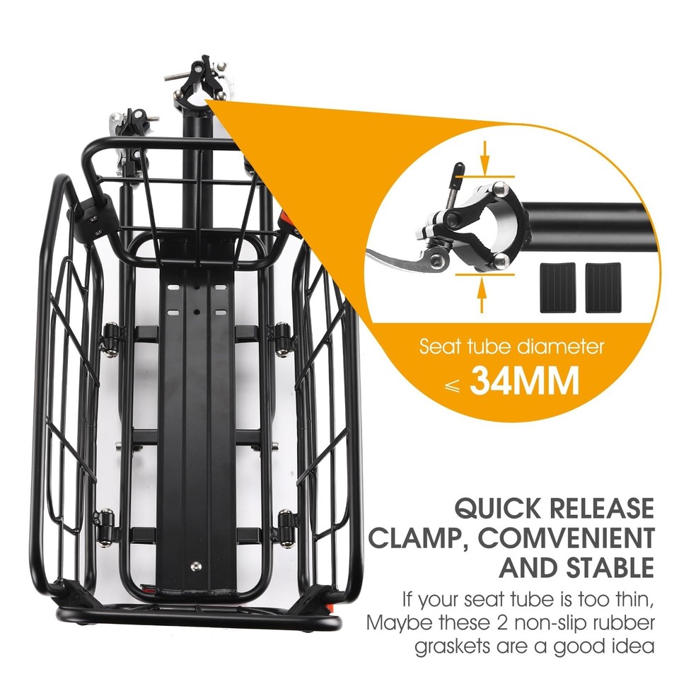 Rear Bike Rack with Basket, 165 LB Load - Aluminum Alloy Cargo Rack for ...