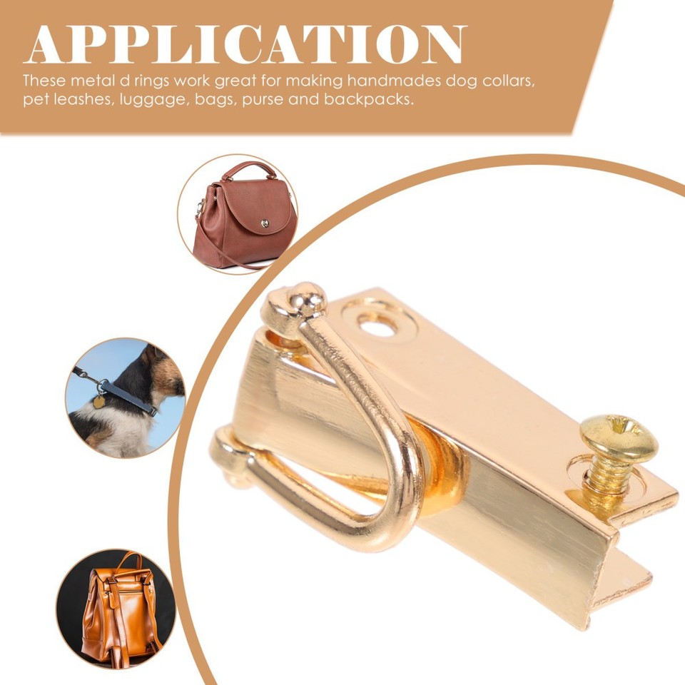 16 Pcs Metal D Ring with Screws Rotatable D Rings for Purse Bag Making ...