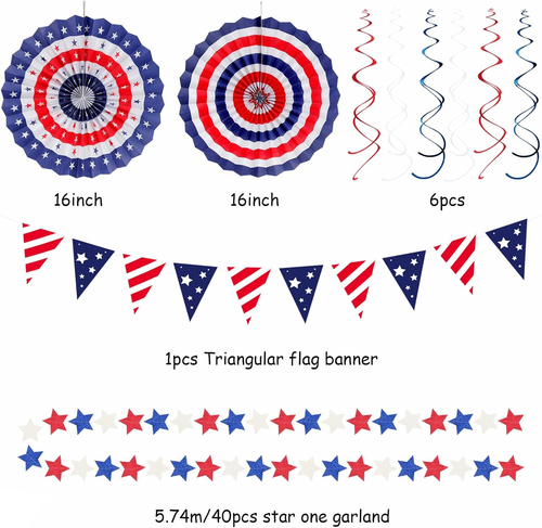 Red-White Blue Memorial-Day Patriotic Decorations - 21Pcs 4Th Fourth of ...