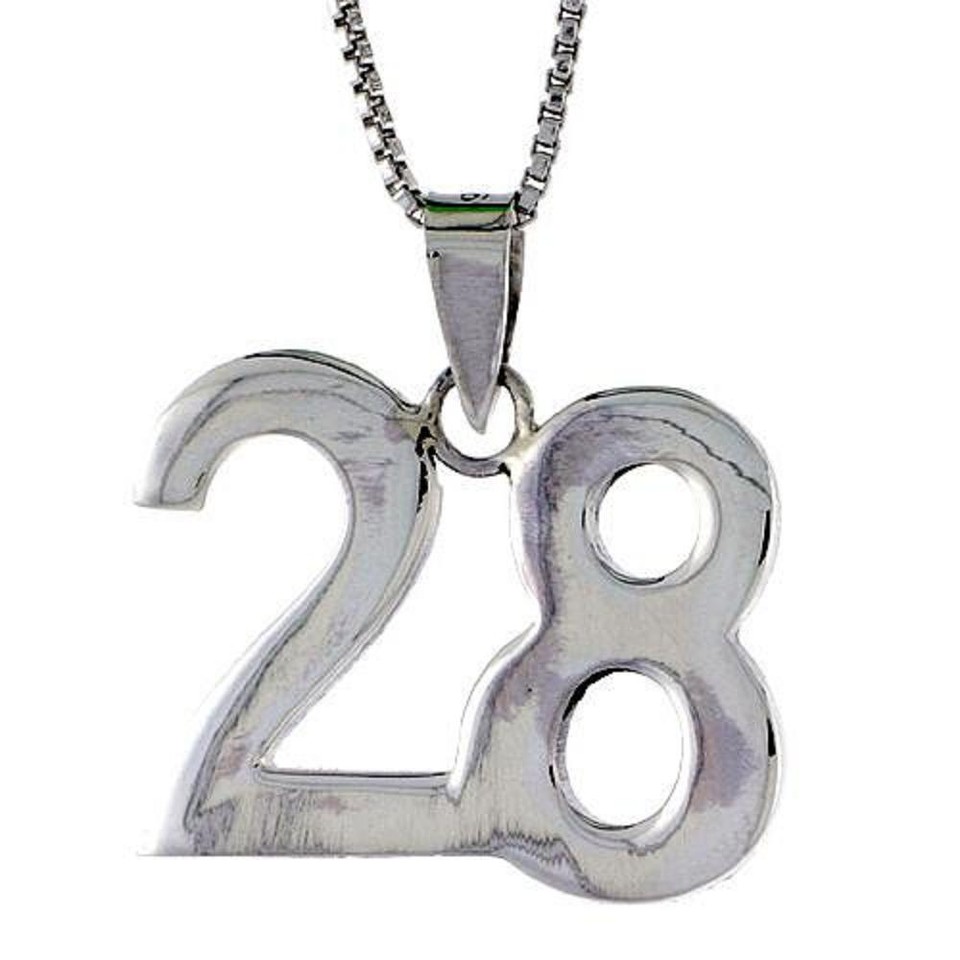 Sterling Silver Any One Number Pendant from 25 to 49 w/ 18" Italian Box ...