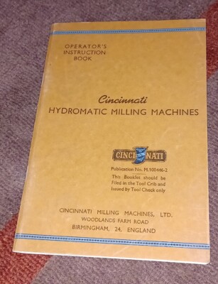 Cincinnati Hydromatic Milling Machine Operations Instruction Book ...