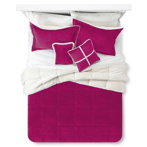 3 PC Aus. Super King Reversible White Furry Velvet Pink Velvet Blanket ...