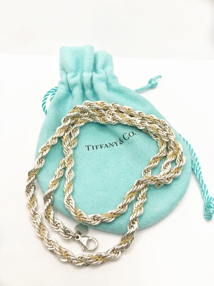 Tiffany & Co. 18KYG & SS Twist Rope Chain Necklace 18" | eBay