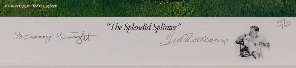 TED WILLIAMS SIGNED AUTO LITHOGRAPH FRAMED 26x32 /1000 Beckett LOA ...