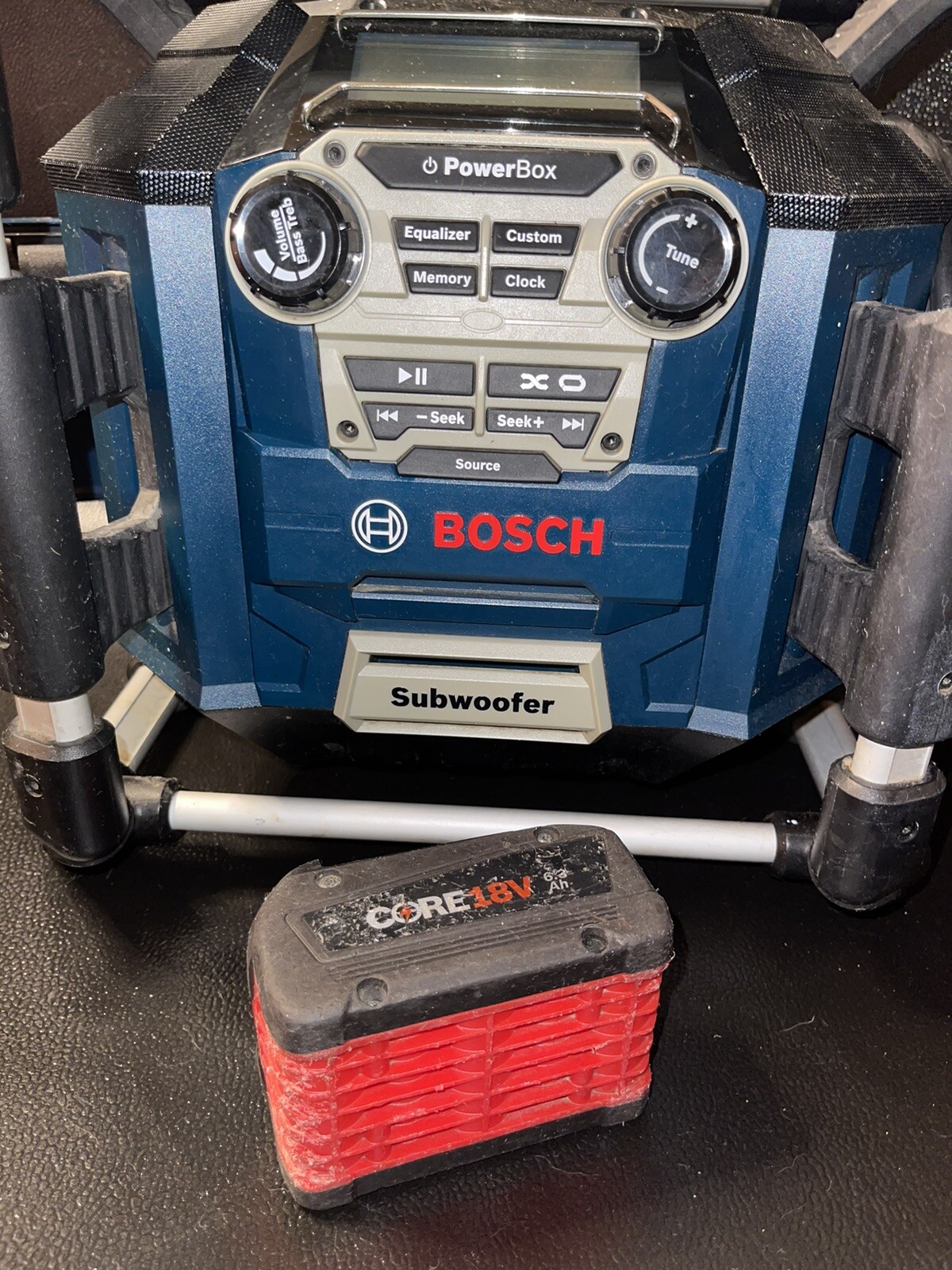 Bosch Power Box PB360S Job Site Radio Subwoofer Charger Station 18V Bat ...