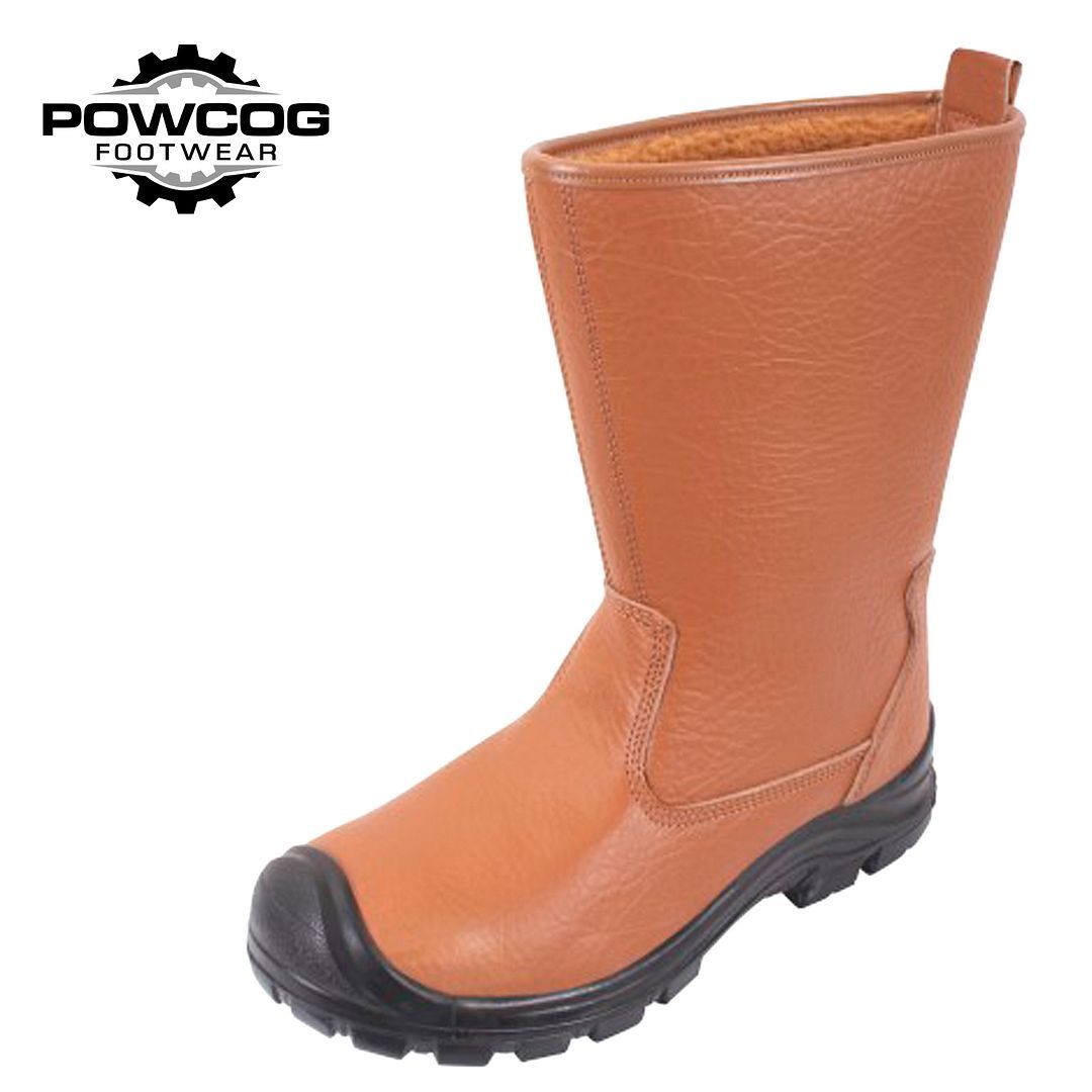 BlackRock Mens Safety Tan Rigger Boots Fur Lined Leather Work Steel Toe ...