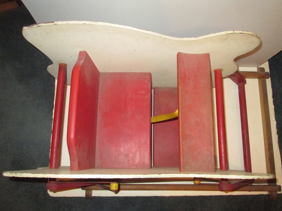 VINTAGE 1950's WOOD TRAIN THEME RIDE ON SAFE T GLIDE ROCKER BOUNCER ...