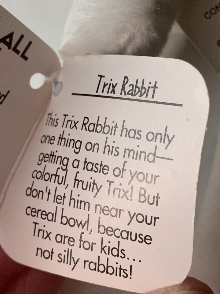 Trix Cereal Rabbit Toy Collectible Beanie Plush Gift With Bag | eBay