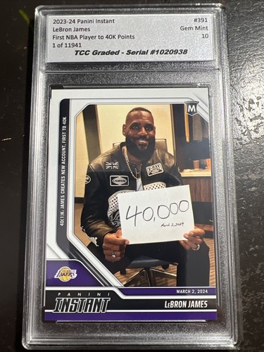 2023-24 Panini Instant LeBron James 40K Points TCC Graded Gem Mint 10 ...
