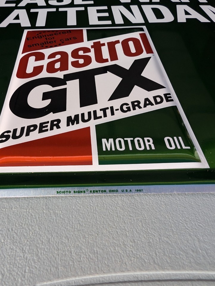 Vintage 1987 Castrol STOP please wait for attendant SIGN NOS ORIGINAL ...