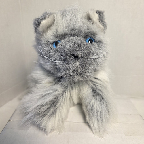 Vintage Country Critter Hand Puppet Cat Kitten Gray / White Blue Eyes ...