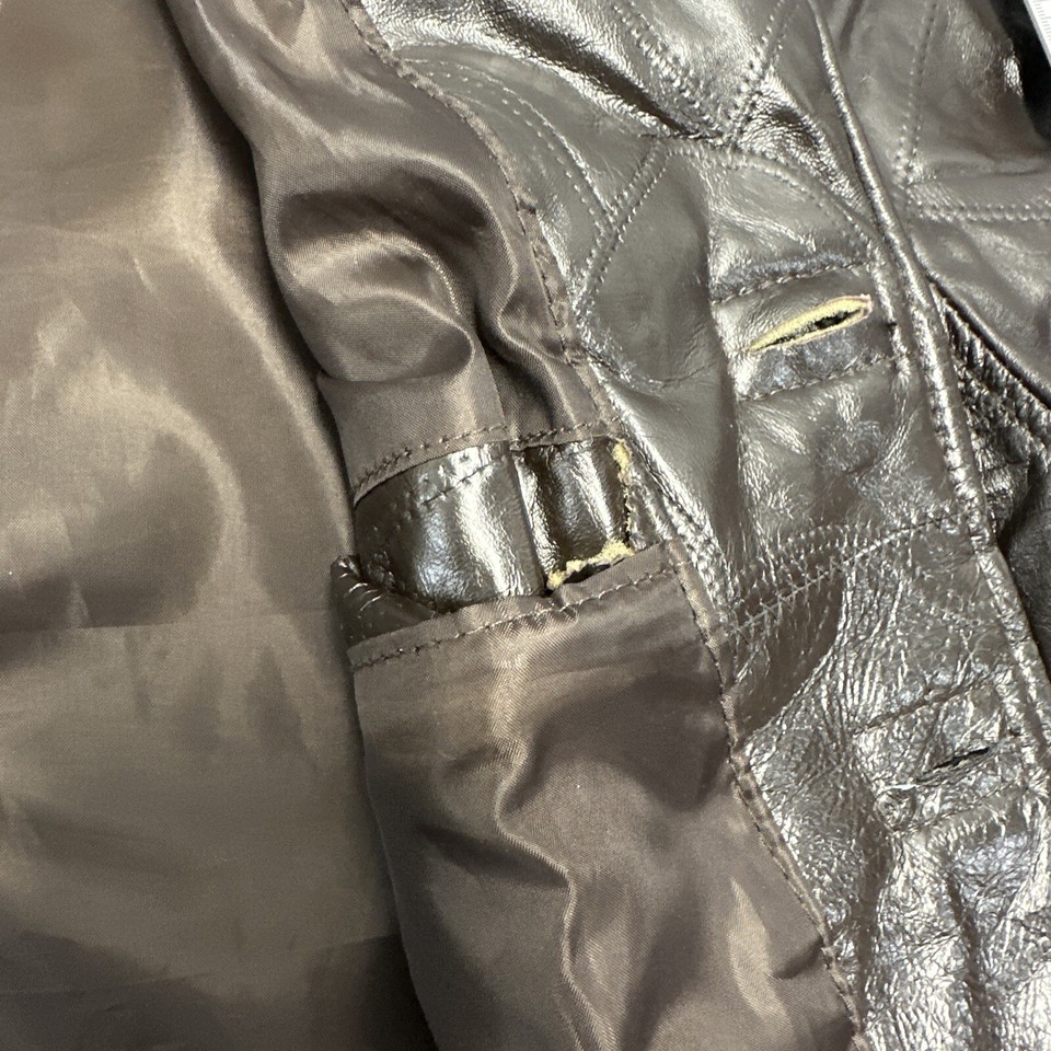 CARIBOU CREEK Leather Bomber JACKET Size XL Black zippered insulated ...