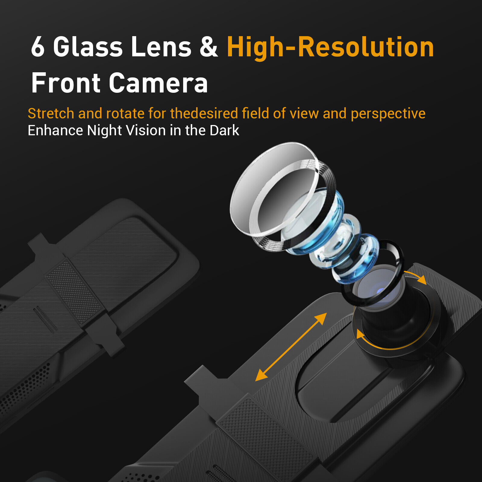 10" Full Touch HD 1080P Car Dual Lens DVR Rear View Mirror Video Dash ...