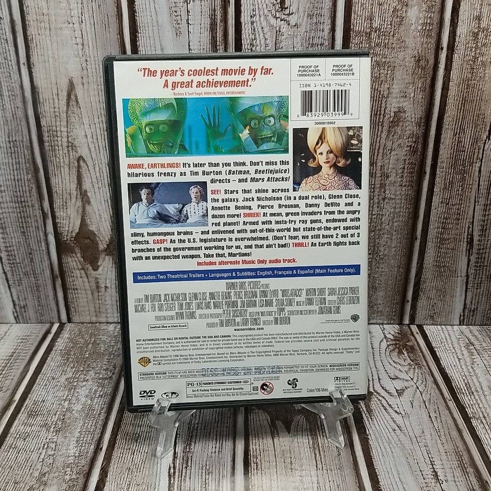 Mars Attacks! (DVD, 2008) Tim Burton Jack Nicholson Glenn Close Annette ...