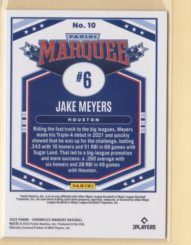 2022 Panini Chronicles - Marquee Red #10 Jake Meyers /199 (RC) for sale ...