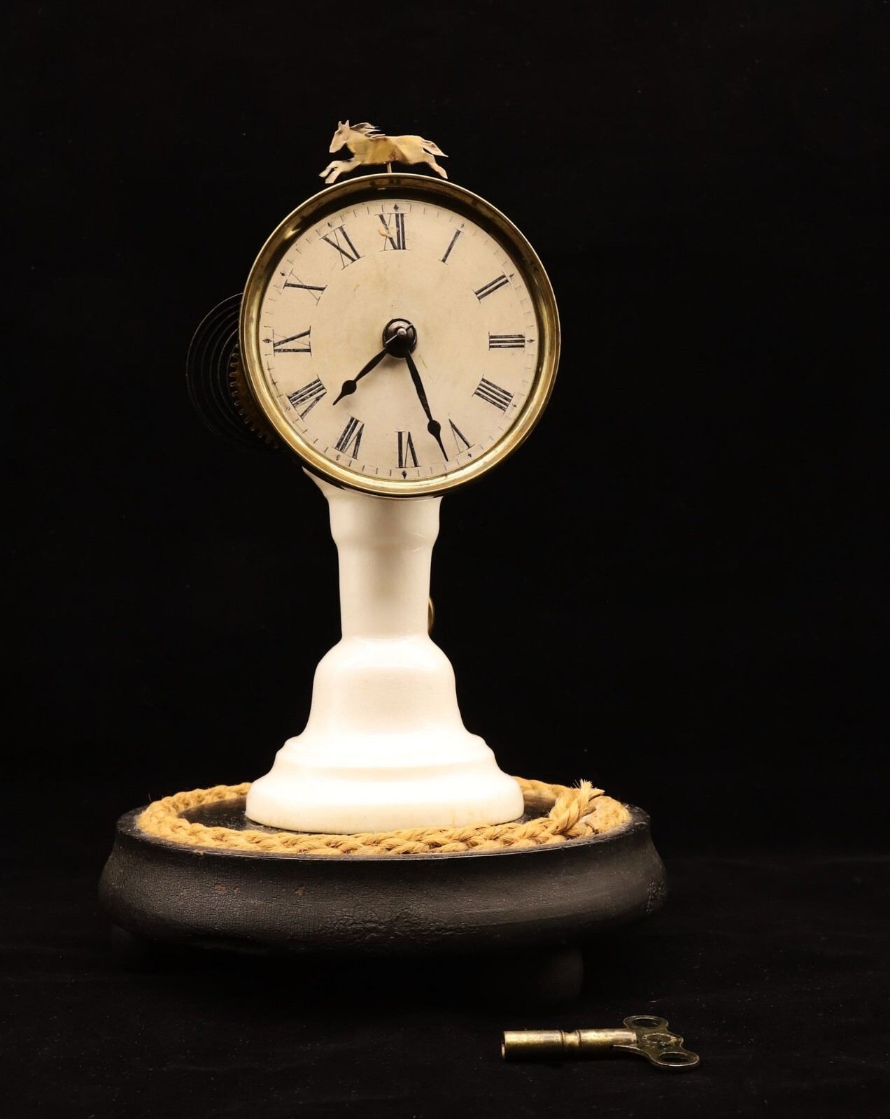 Rare Terry Clock Company Candlestick Small Marble Mantle Clock W Dome ...