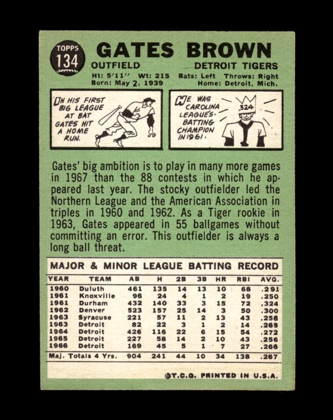 1967 Topps Set-Break #134 Gates Brown EX-EXMINT *GMCARDS* | eBay