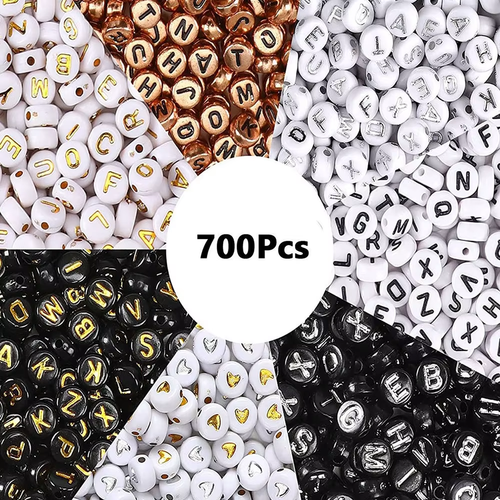 700Pcs 7 Colors round Letter Beads Acrylic Alphabet Number Beads for ...